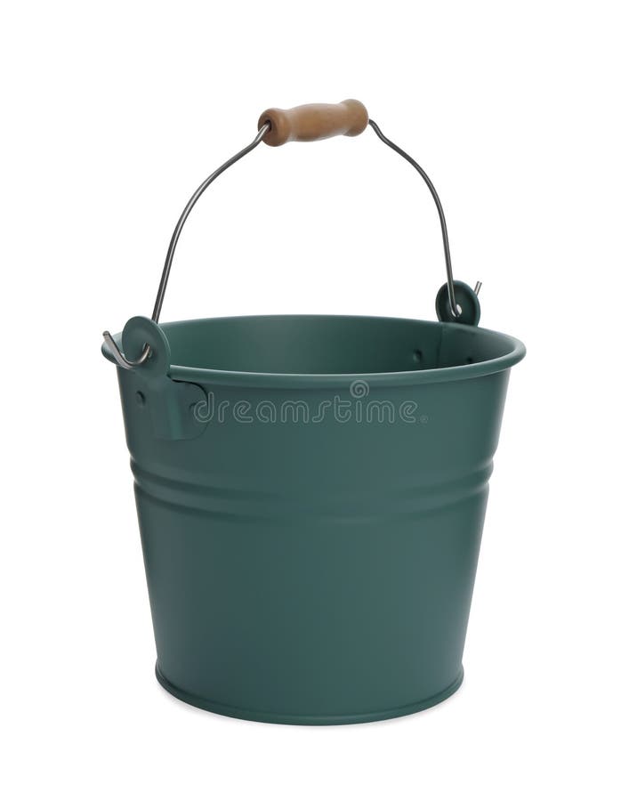 Metal Bucket Isolated on White. Gardening Tool Stock Image - Image of ...