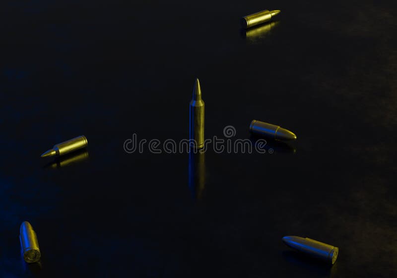 Metal Bullets. Ammunition. Blue and Yellow Bullets Stock Illustration ...