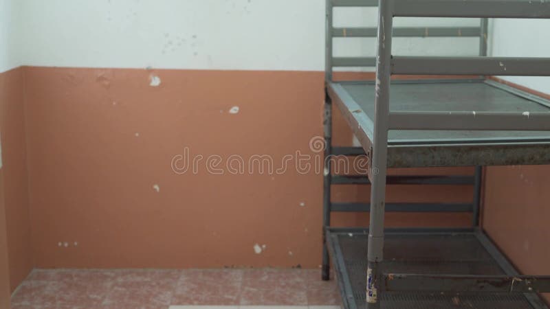 Metal Bunk Bed in a Prison Cell Stock Footage - Video of despair, legal ...