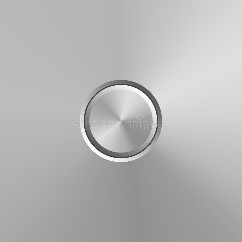 Metal Button on Grey Background. Vector Realistic Design Element. Stock ...