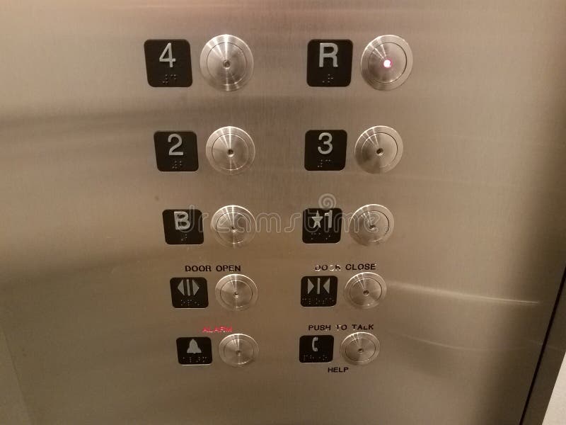 Metal Buttons with Lights and Braille in Elevator Stock Image - Image ...