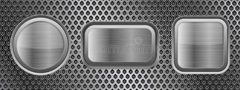 Metal Buttons on Perforated Texture Stock Vector - Illustration of ...