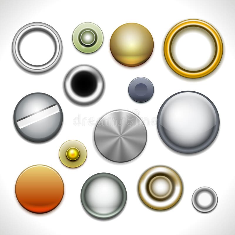 Metal buttons and rivets stock vector. Illustration of fashion - 27455125