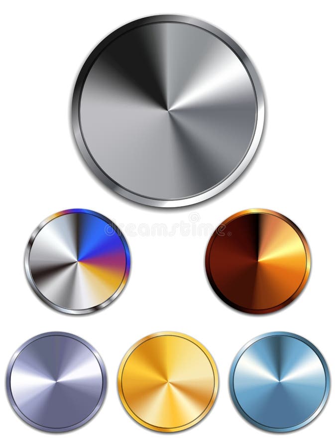Metal Buttons. Silver, Gold, Copper Stock Vector - Illustration of ...