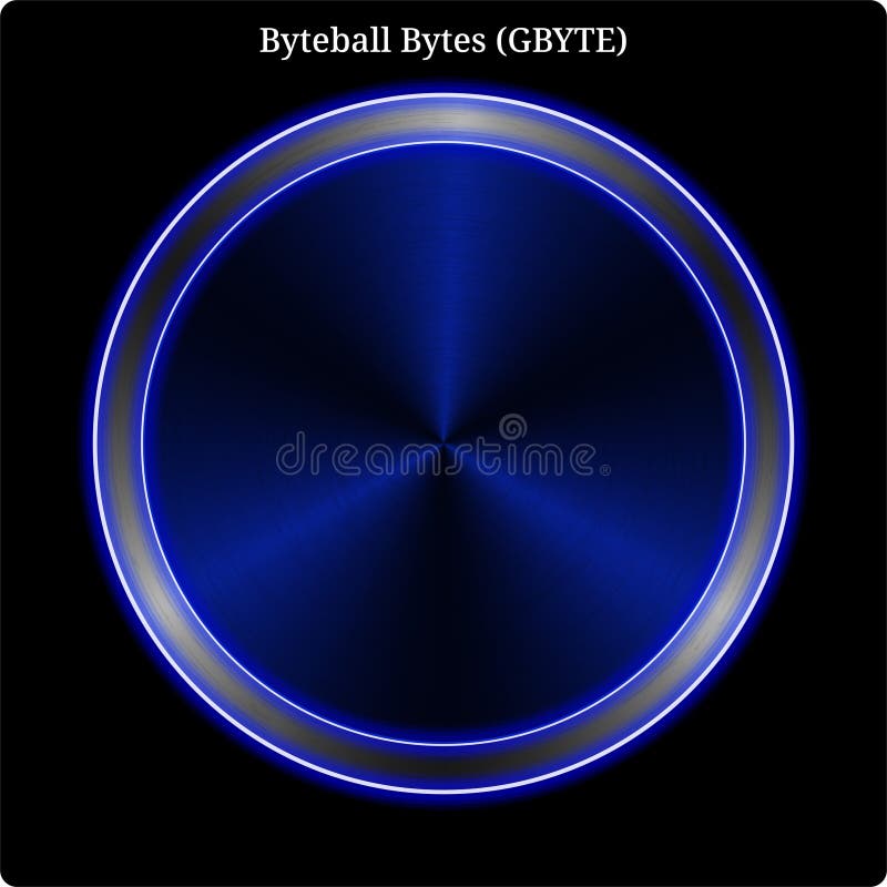 Metal Byteball Bytes GBYTE Coin Witn Blue Neon Glow. Stock Vector ...