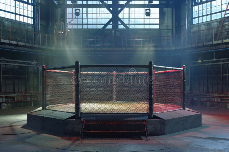 A Metal Cage is Placed Inside a Building, Illuminated by a Ray of ...