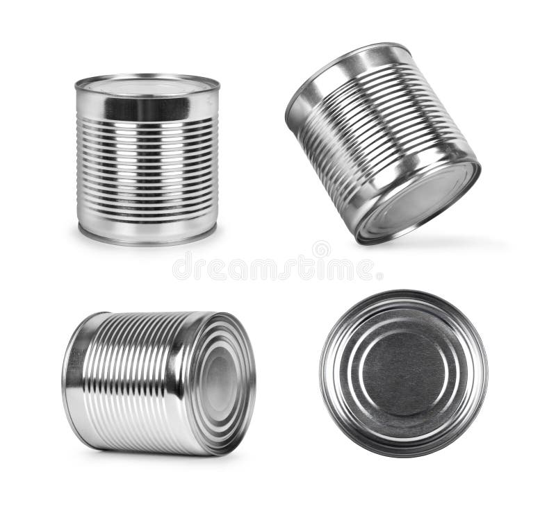 Metal Cans in Different Angles Isolated on White Stock Photo - Image of ...