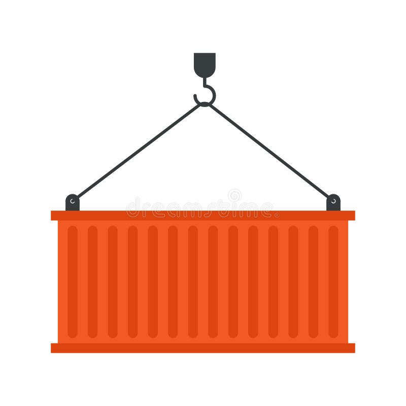 Container Hanging on the Hook Vector Illustration Isolated on White ...