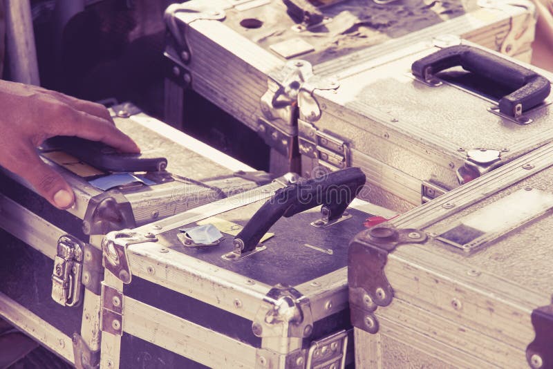 Metal cases stock image. Image of music, metal, carrying - 39416635