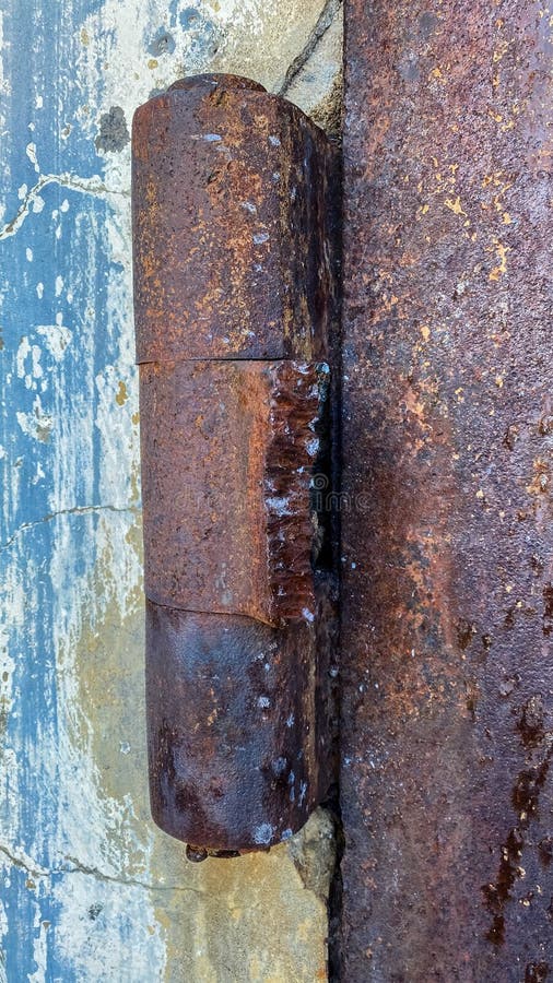 Metal Cast Iron Door Hinges, Welding Marks, Dismantling. Stock Photo ...