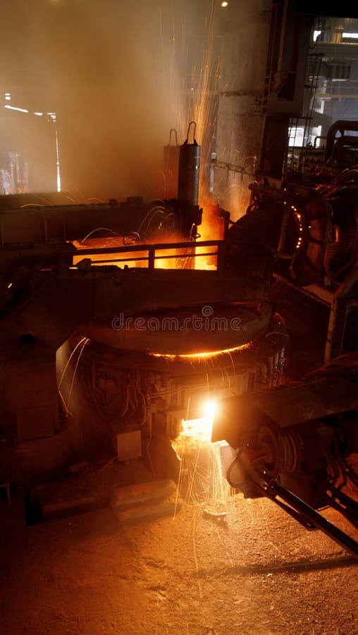 Liquid Metal from Casting Ladle Stock Photo - Image of furnace ...