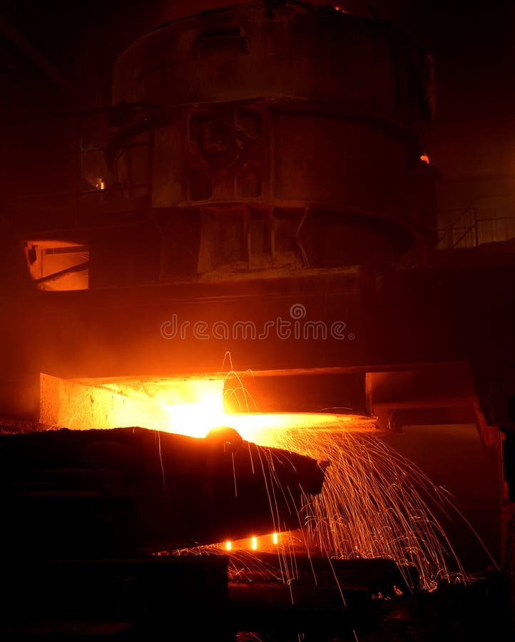 Liquid Metal from Casting Ladle Stock Photo - Image of furnace ...
