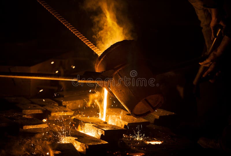 Metal casting stock image. Image of flame, burning, light - 131220571