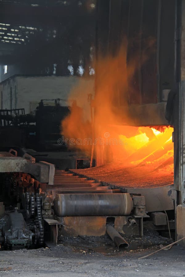 Metal Casting Process with High Temperature Fire Stock Image - Image of ...