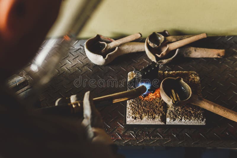 Metal Casting Process in the Production of a Jewel Stock Image - Image ...