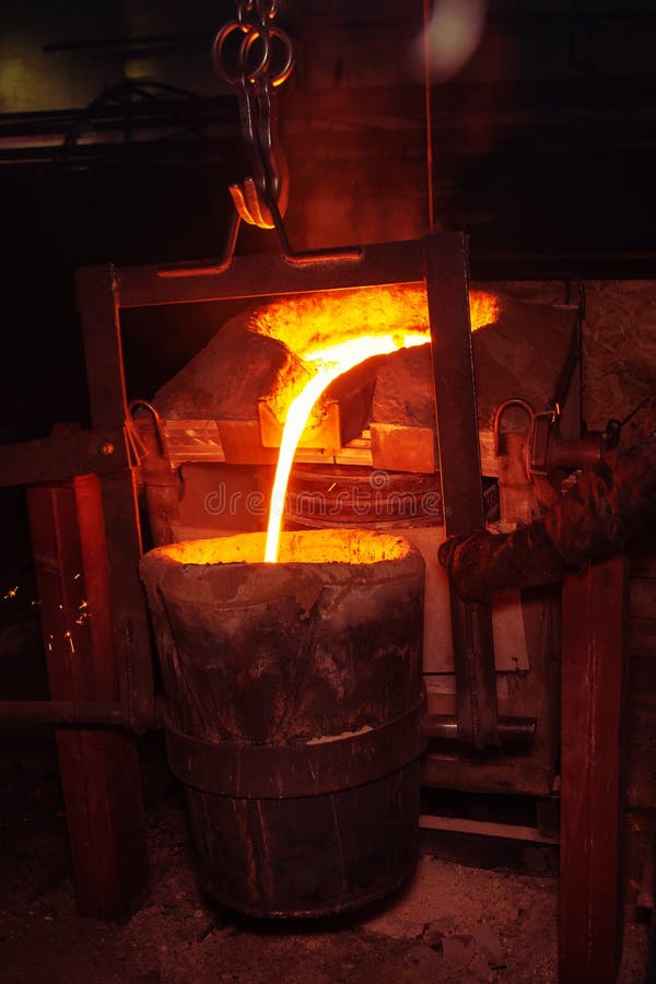 Metal Casting Process with High Temperature Fire in Metal Part Factory ...