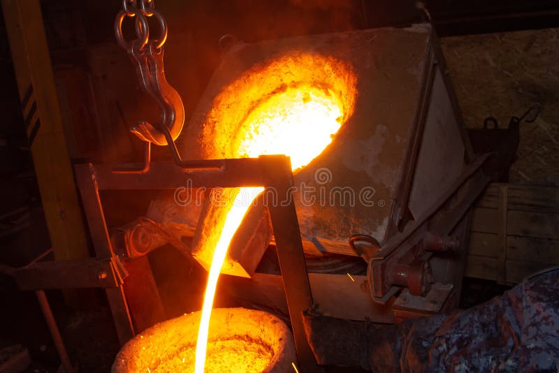 Metal Casting Process with High Temperature Fire in Metal Part Factory ...