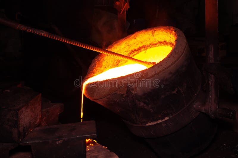 Metal Casting Process with High Temperature Fire in Metal Part Factory ...