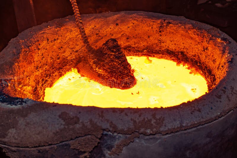 Metal Casting Process with High Temperature Fire in Metal Part Factory ...