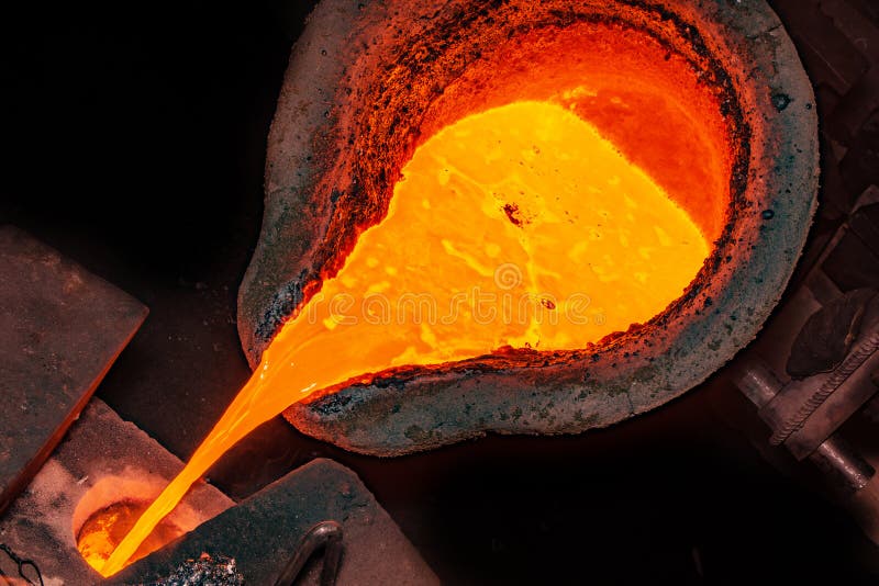 Metal Casting Process with High Temperature Fire in Metal Part Factory ...