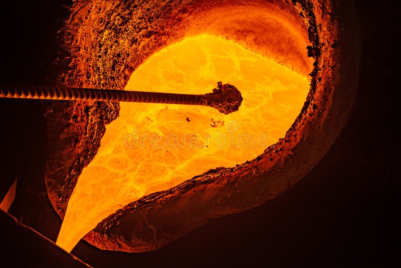 Metal Casting Process with High Temperature Fire in Metal Part Factory ...