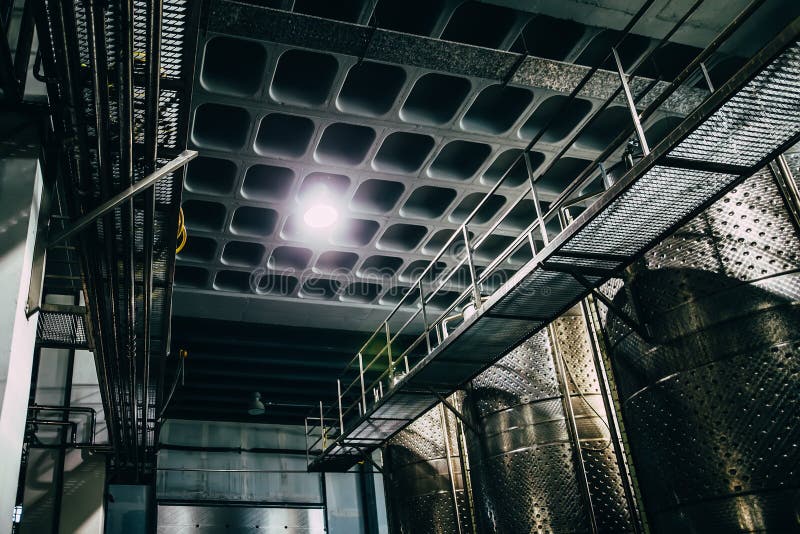 Metal Ceiling and Tanks in a Row Stock Image - Image of manufacturing ...