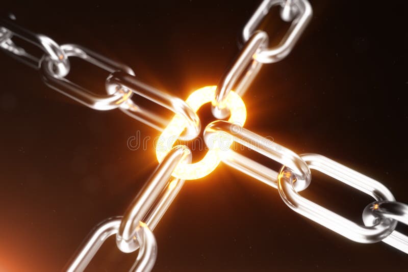 The Metal Chain is Connected with the Red-hot Link, Power Concept. 3d ...