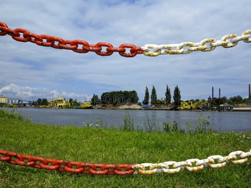 Metal Chain Defending the Industries Stock Image - Image of gate, fence ...
