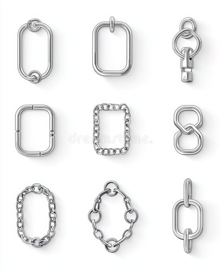 A Metal Chain Featuring Intact and Broken Links Crafted from Silver ...