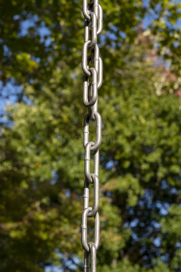 Metal Chain Hanging Vertically. Close Up Shot Stock Photo - Image of ...