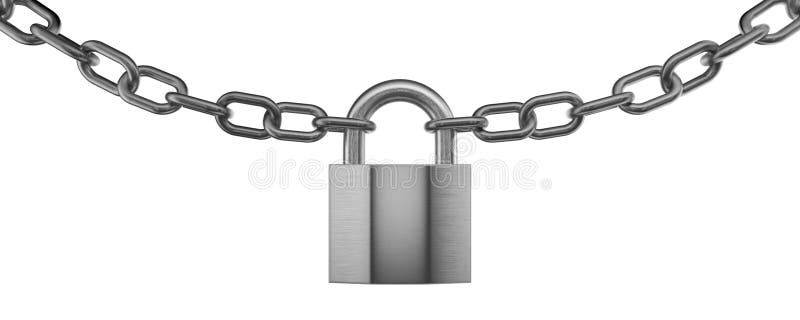 A Metal Chain Hangs Down and is Secured with a Padlock. Overlap ...