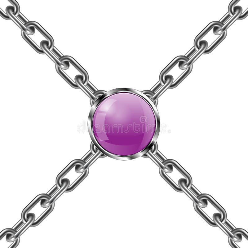 Metal Chain and Jewel 3D. Vector Illustration. Stock Vector ...