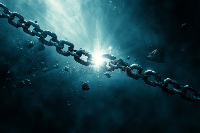 Metal Chain Link Breaking with an Explosive Force. Freedom, Breaking ...