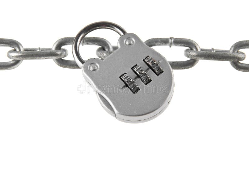 Metal Chain and Lock Isolated on White Background Stock Photo - Image ...