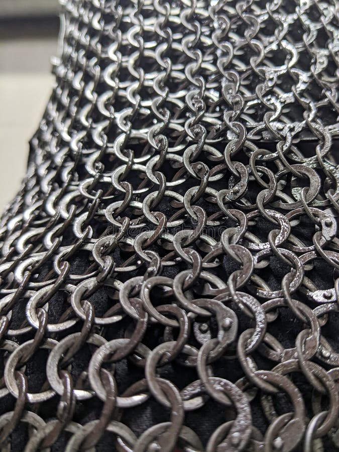 Knight S Metal Helmet with Aventail Chain Mail. Stock Image - Image of ...