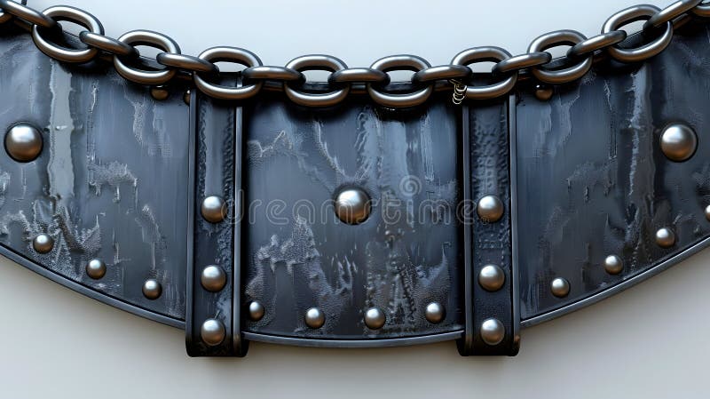 Metal Chain and Plate with Rivets 3D Illustration Stock Illustration ...