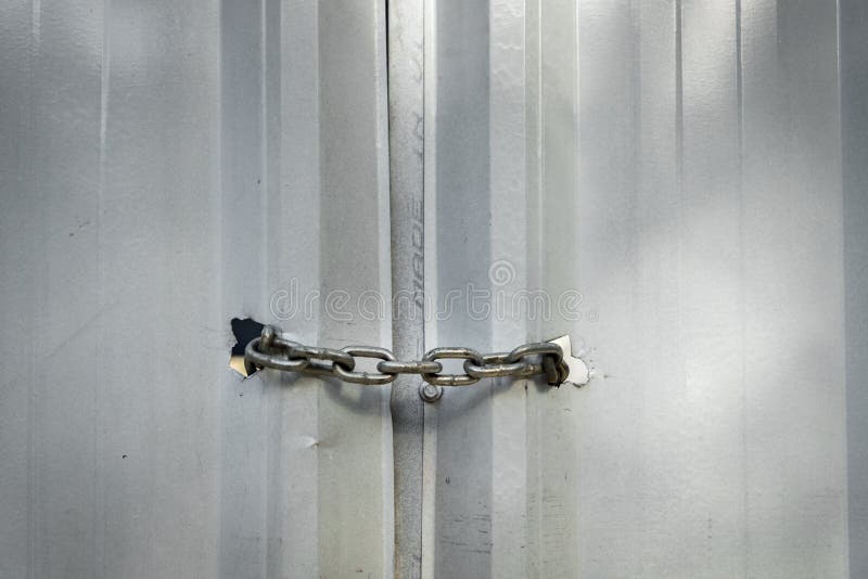 Metal Chain Securely Locking Door Stock Image - Image of concept, guard ...