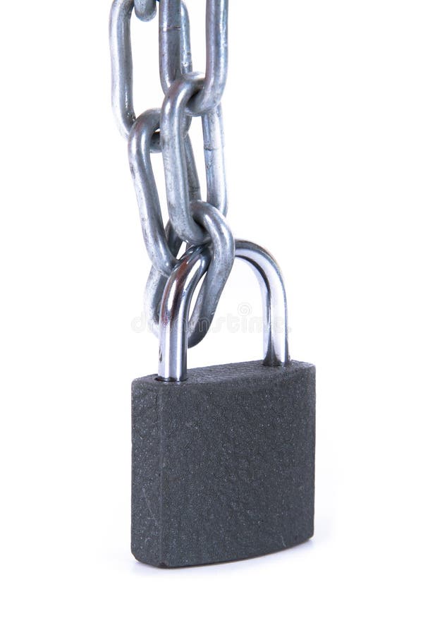 Metal Chain and Security Lock Stock Photo - Image of steel, metal: 32912542