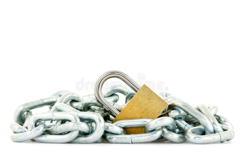 Metal Chain and Yellow Padlock Stock Image - Image of padlock, secure ...
