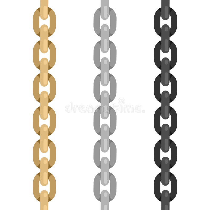 Metal Chains Isolated on White Background. Chain in Different Colours ...