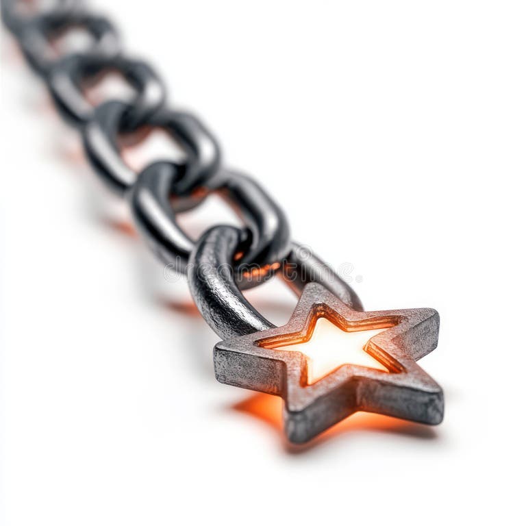 Metal Chains with Star Elements Isolated on White Background Stock ...
