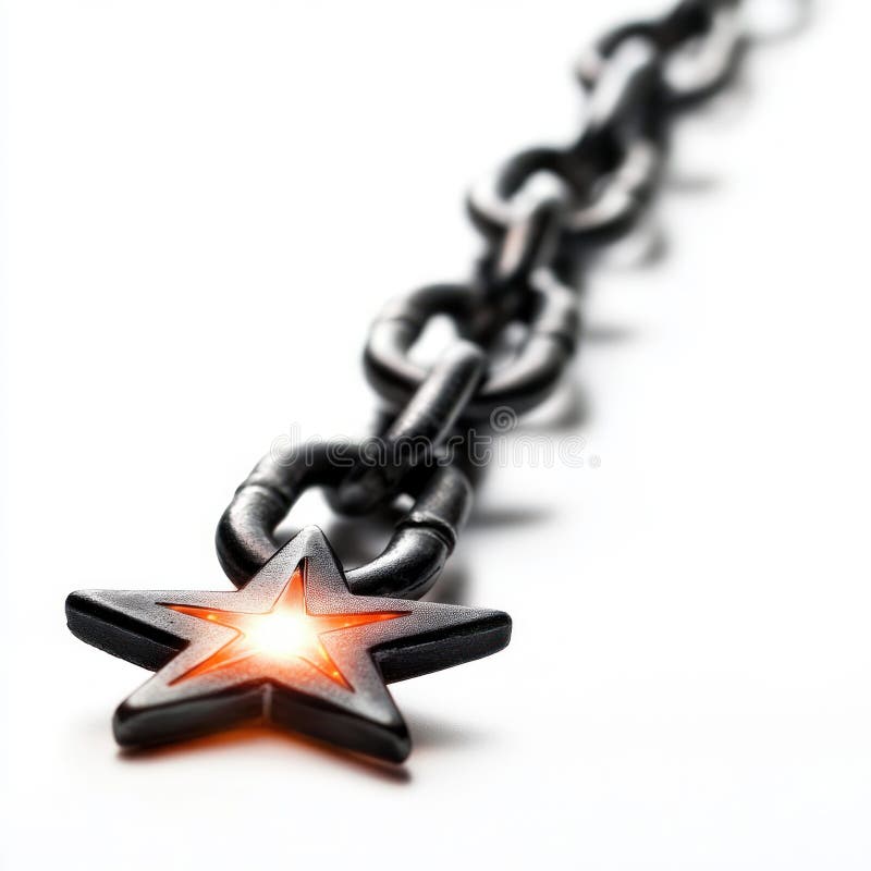 Metal Chains with Star Elements Isolated on White Background Stock ...