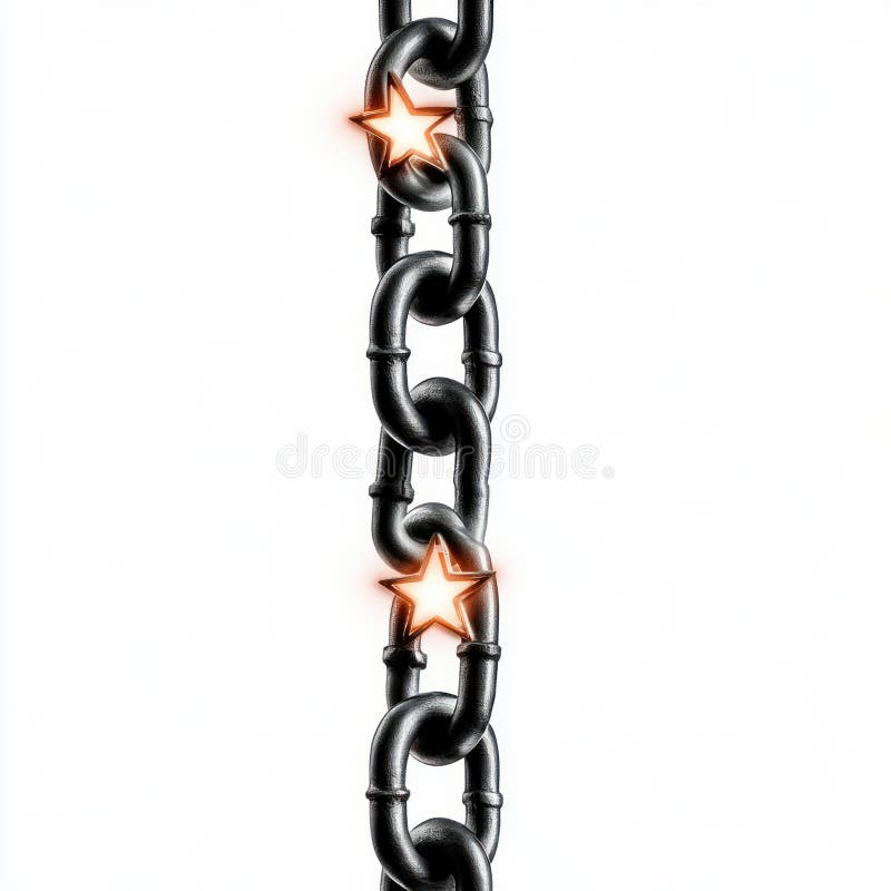 Metal Chains with Star Elements Isolated on White Background Stock ...