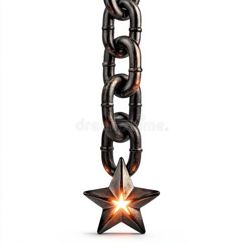 Metal Chains with Star Elements Isolated on White Background Stock ...