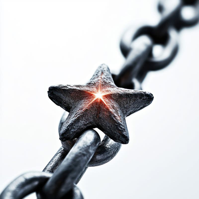 Metal Chains with Star Elements Isolated on White Background Stock ...