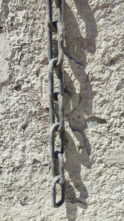 Metal Chains on Stone Wall, Objects Stock Image - Image of iron, chain ...