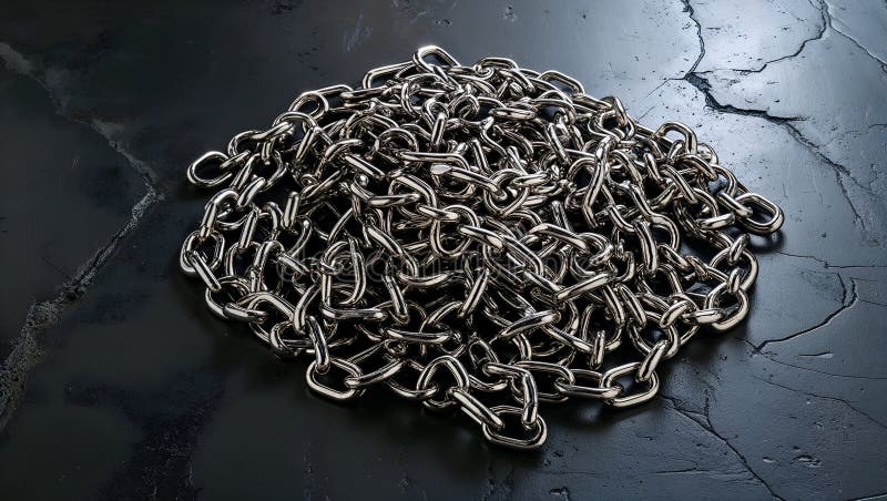 Metal Chains Tangled on a Dark Surface Create a Striking Visual Texture ...