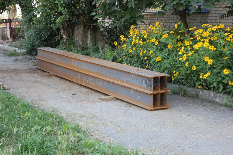 Metal Channel Elements Located on the Pavement Stock Photo - Image of ...