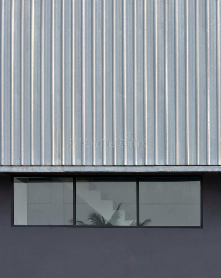 Metal Sheet , Gray Wall and Glass Windows with the Design of Installing ...