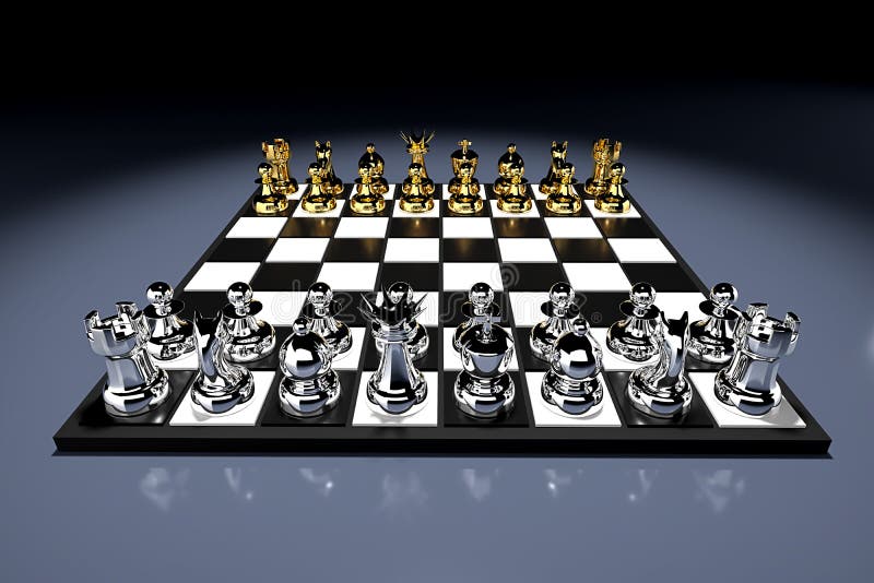 Metal Chess Pieces on Chess Board Stock Photo - Image of dark ...